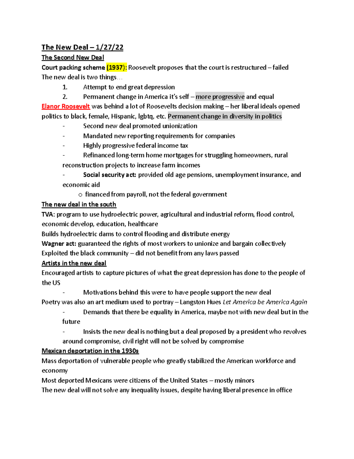 The New Deal - grubbs - The New Deal – 1/27/ The Second New Deal Court ...