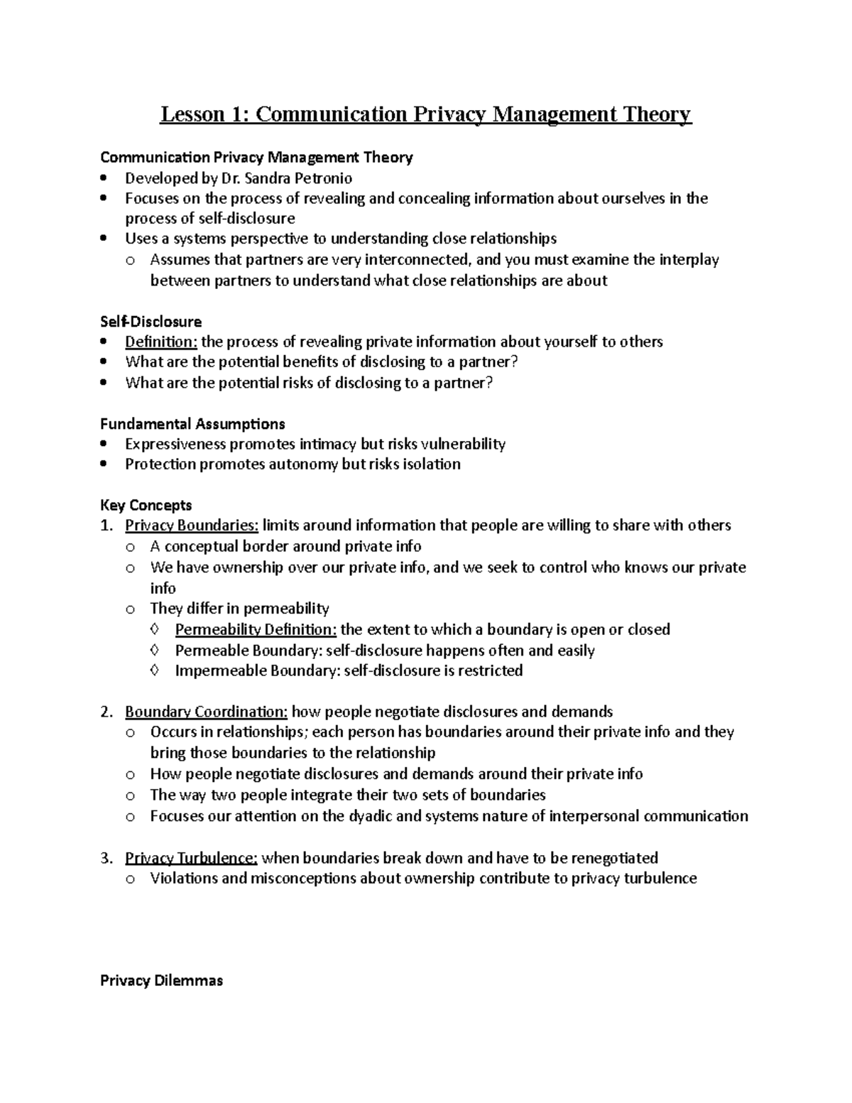 Communication Privacy Management Theory - Lesson 1: Communication ...