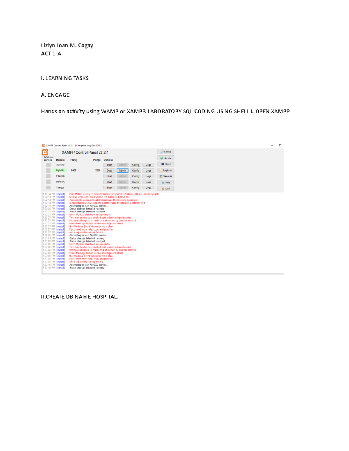 Finals - Laboratory Activity TASK Module 5 Cogay - Lizlyn Joan M. CogayACT 1-A I. LEARNING TASKS ...