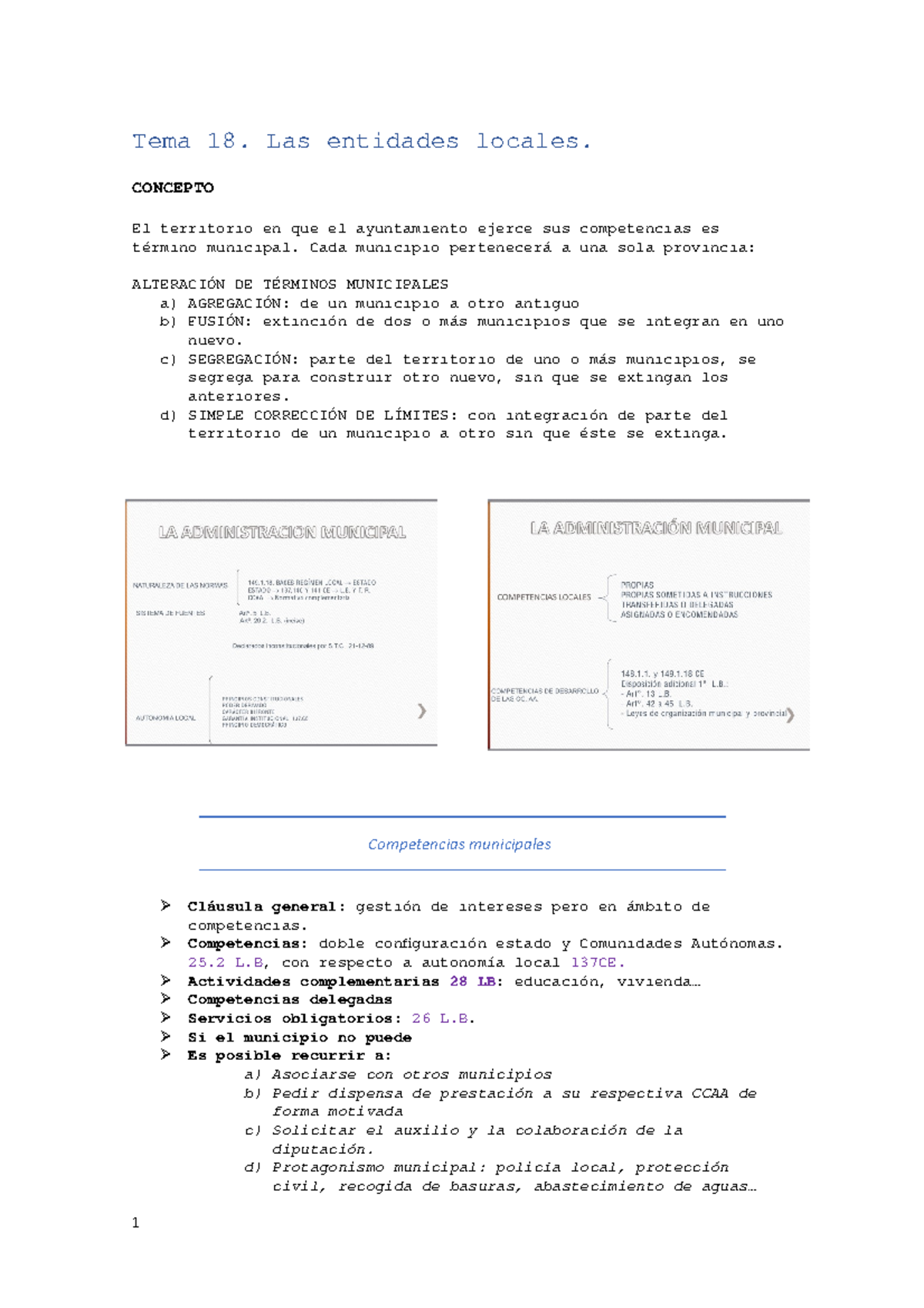 LAS ENTIDADES LOCALES - Tema 18. Las entidades locales. CONCEPTO El ...