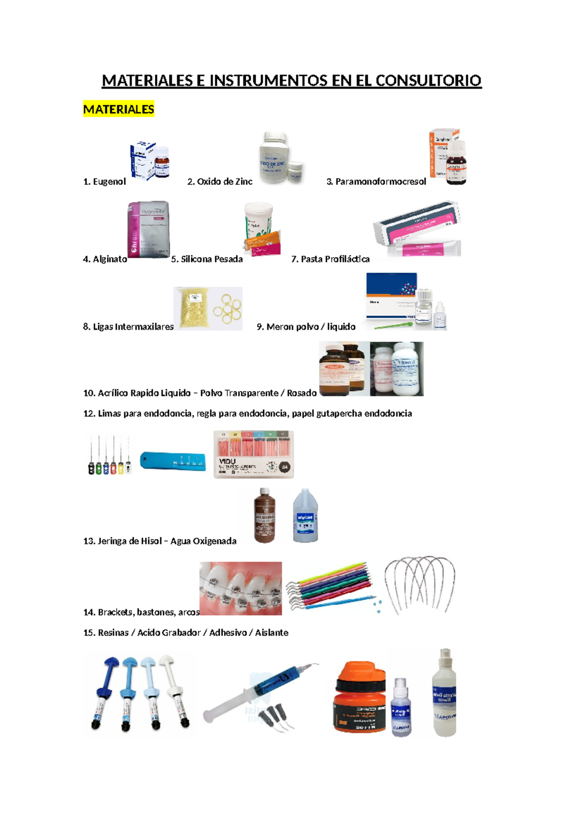 Materiales E Instrumentos EN EL Consultorio - MATERIALES E INSTRUMENTOS ...