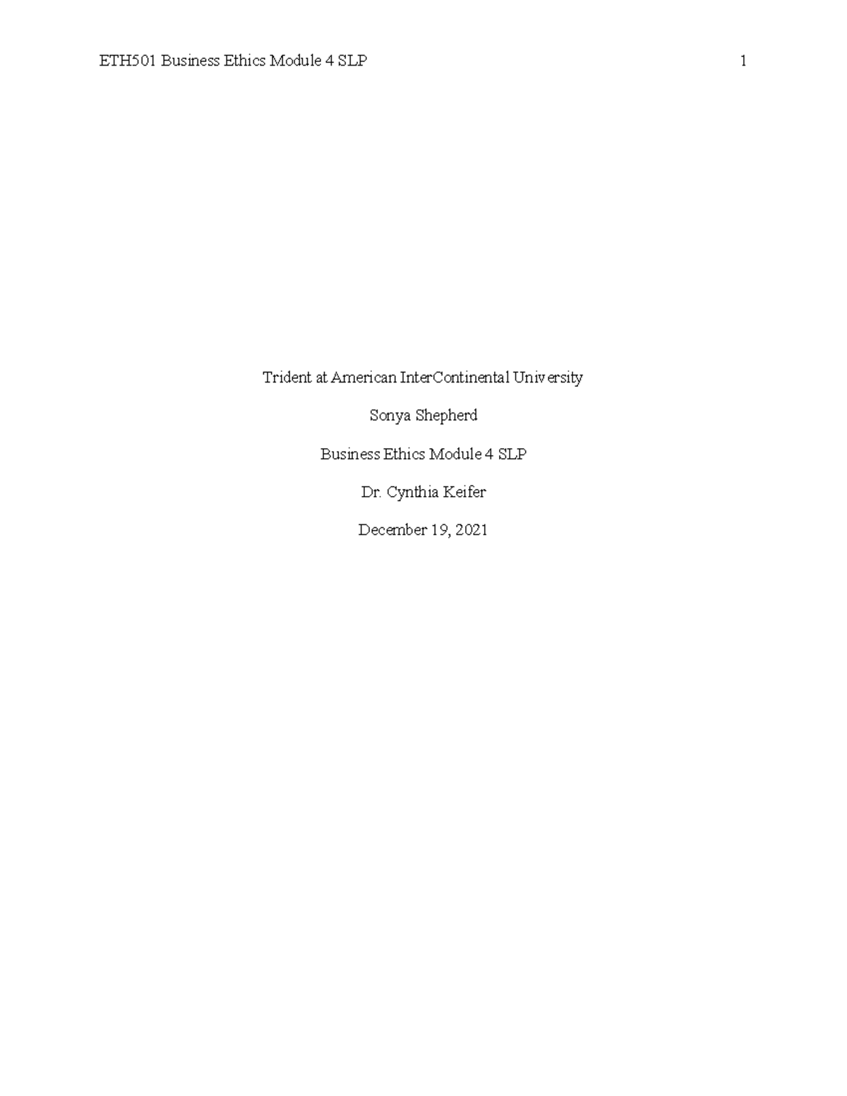 ETH501 Module 4 SLP Shepherd - Copy - Trident at American ...