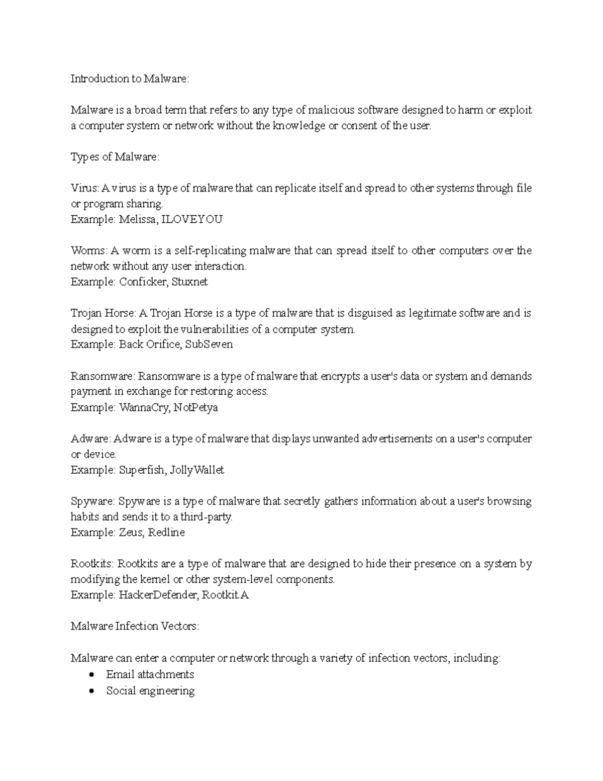 Introduction to Malware - Introduction to Malware: Malware is a broad ...