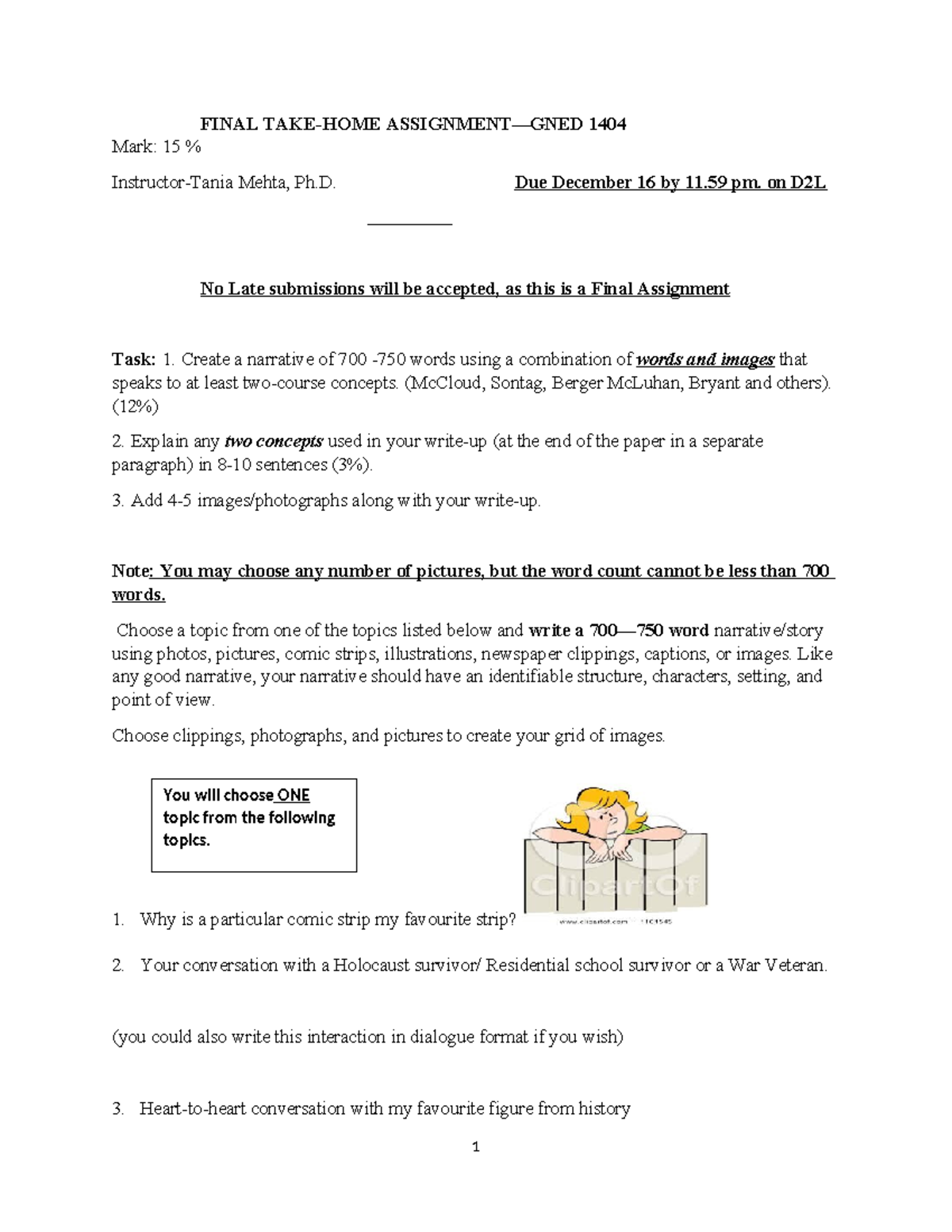 1404-GNED Final Take -Home Assignment Fall 2023 - FINAL TAKE-HOME ...