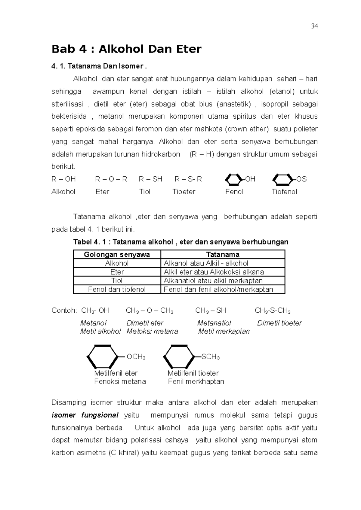 Book Chapter - tugas - Bab 4 : Alkohol Dan Eter Tatanama Dan Isomer. Alkohol dan eter sangat ...