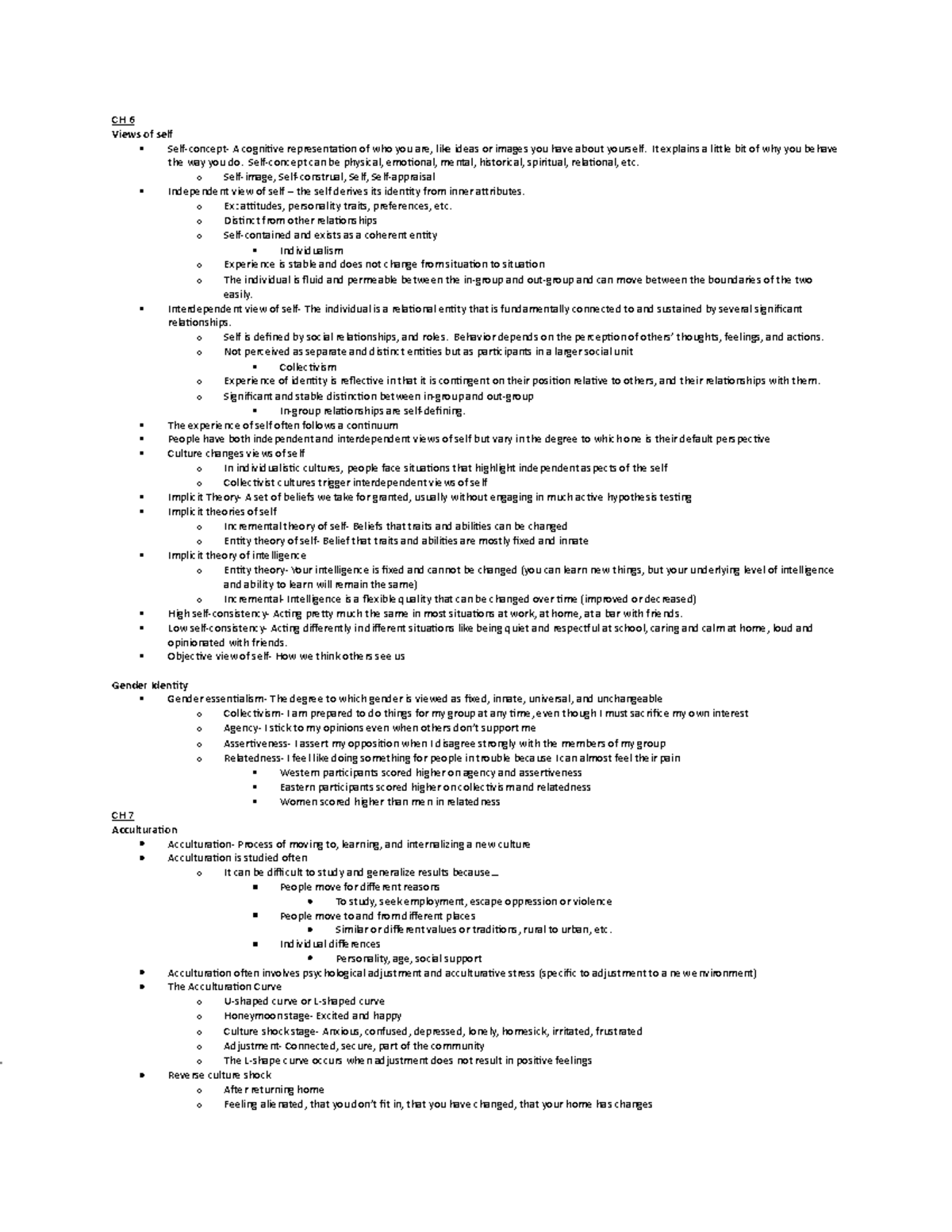 Cross Cultural Psychology Exam Two Textbook and Lecture Notes - CH 6 ...