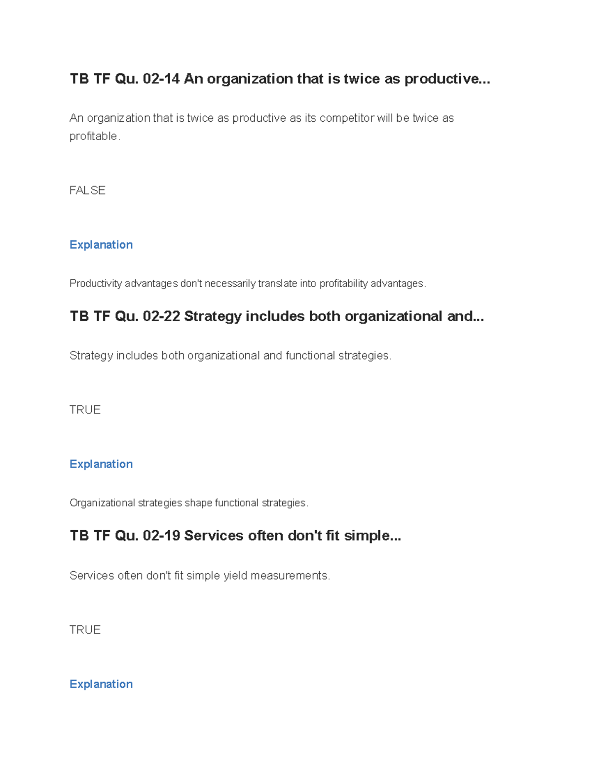 Ch.2 Quiz Part 1 - 20 Question Connect Quiz - TB TF Qu. 02-14 An ...