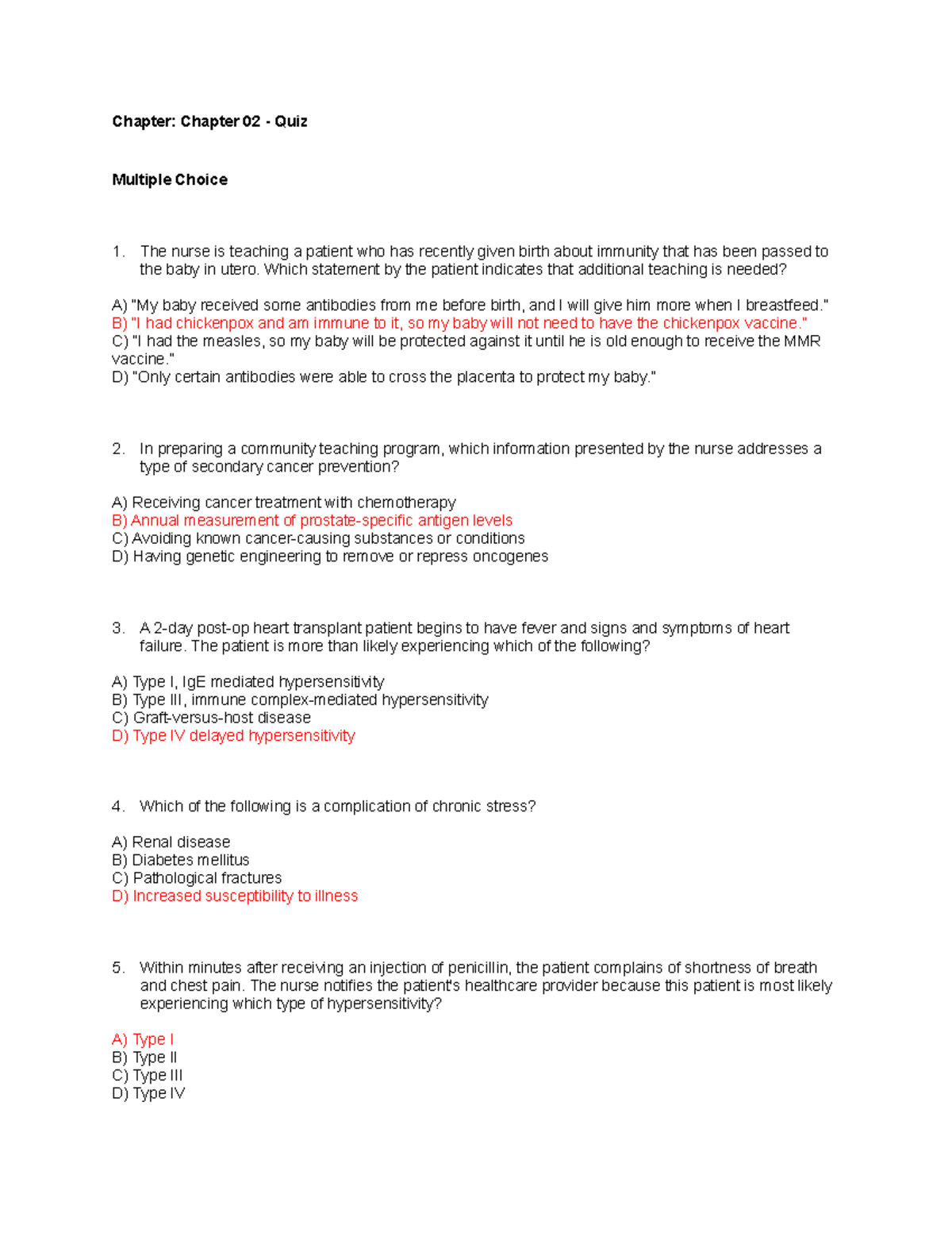 MOD 2 Practice QUIZ PATHOPHYSIOLOGY - Answers - Chapter: Chapter 02 ...