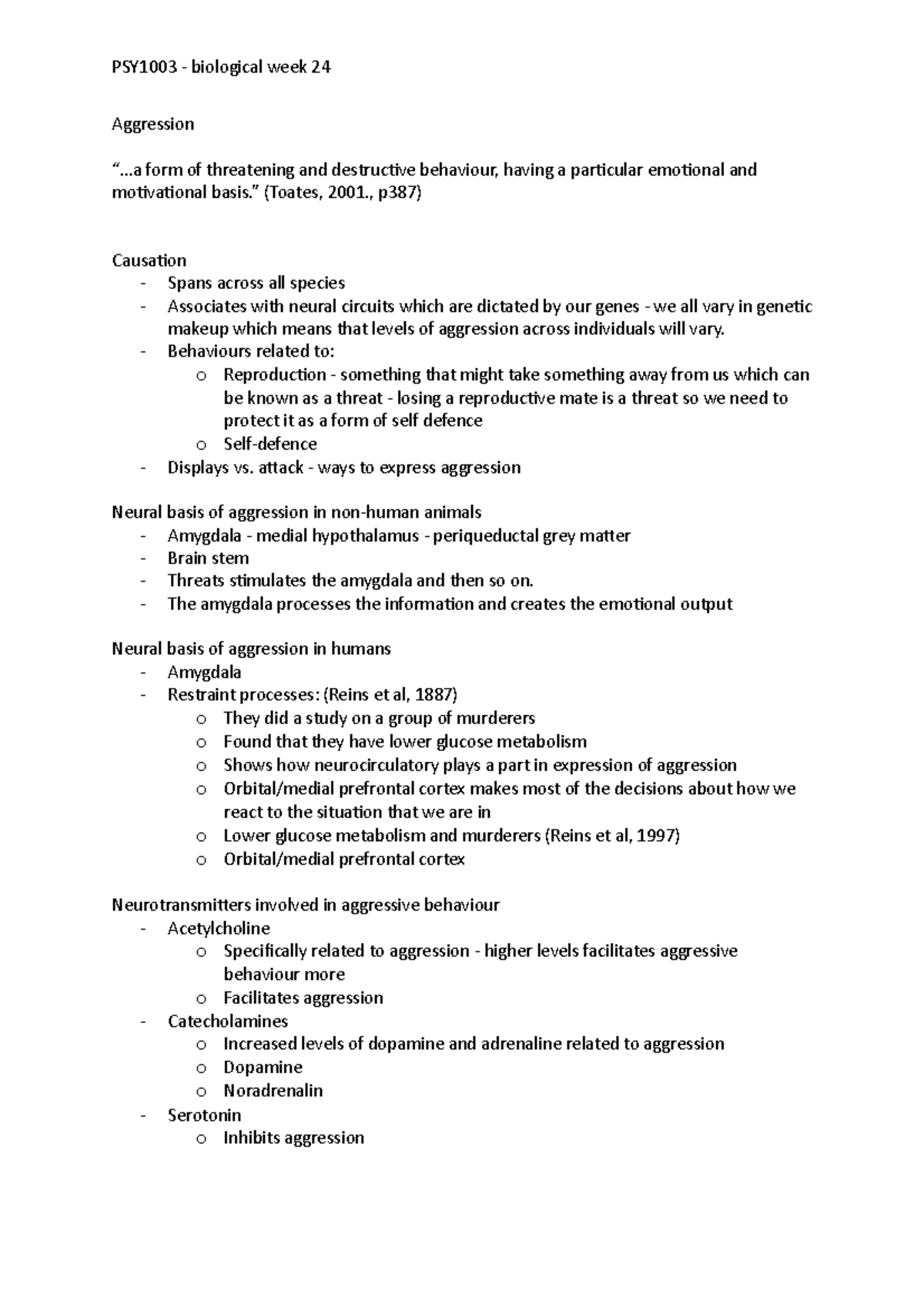 Aggression - Aggression “.. form of threatening and destructive ...