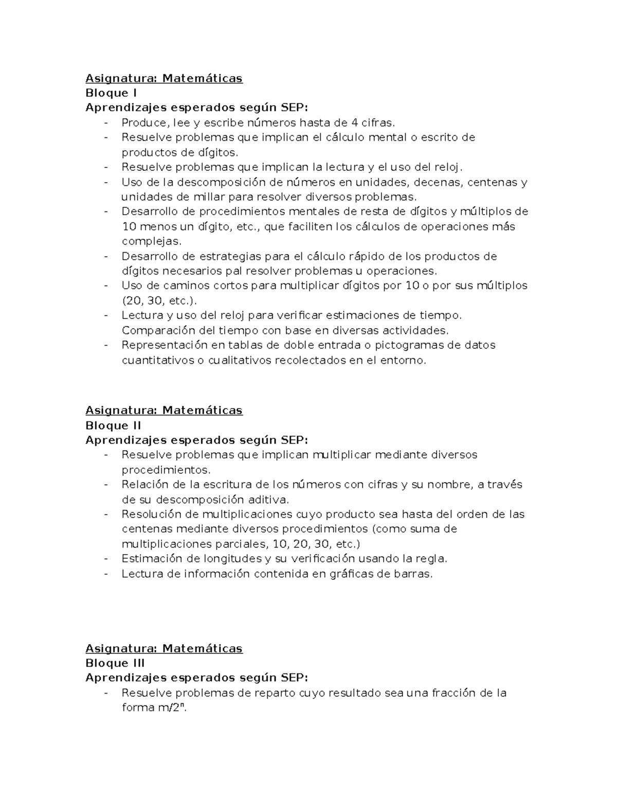 Matemáticas 3 - aprendizajes esperados para la materia de matemáticas ...