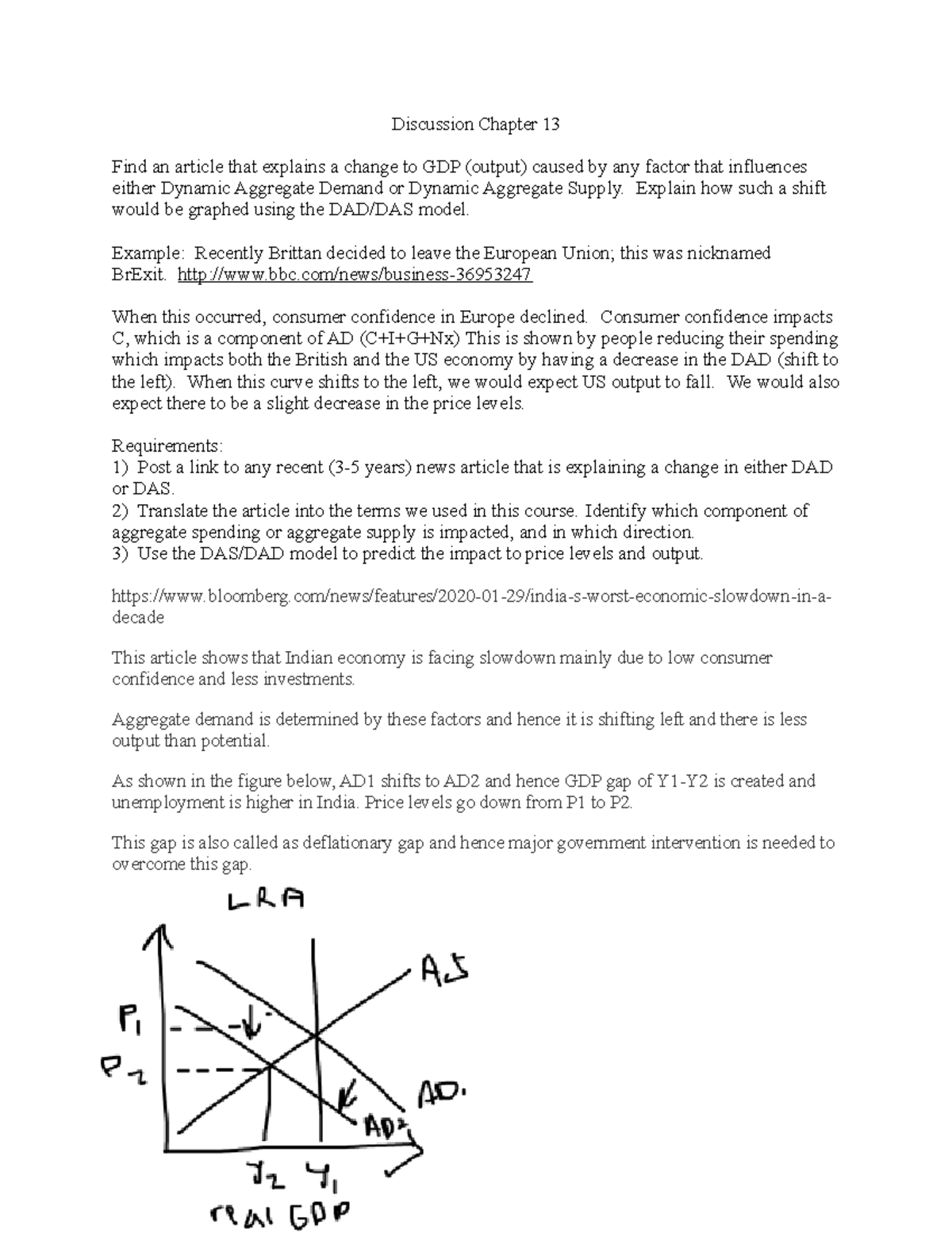 Discussion Chapter 13 - Explain how such a shift would be graphed using ...