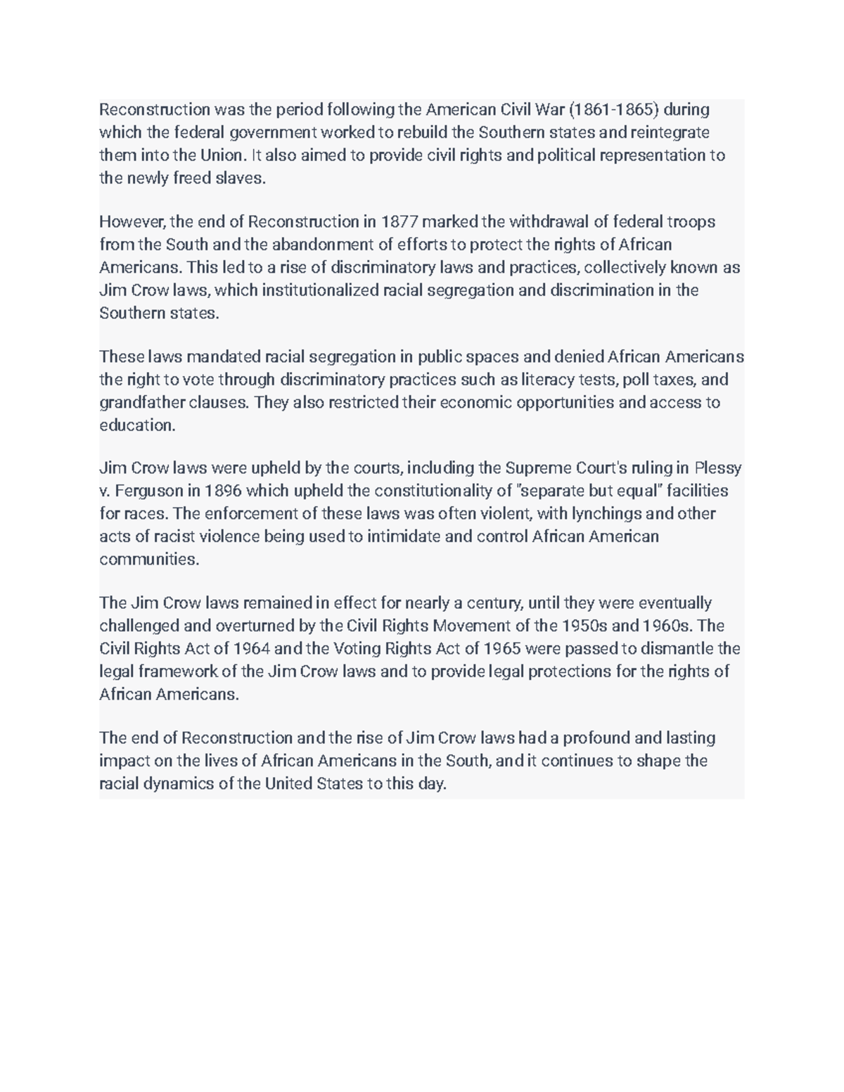 The End Of Reconstruction - Reconstruction was the period following the ...