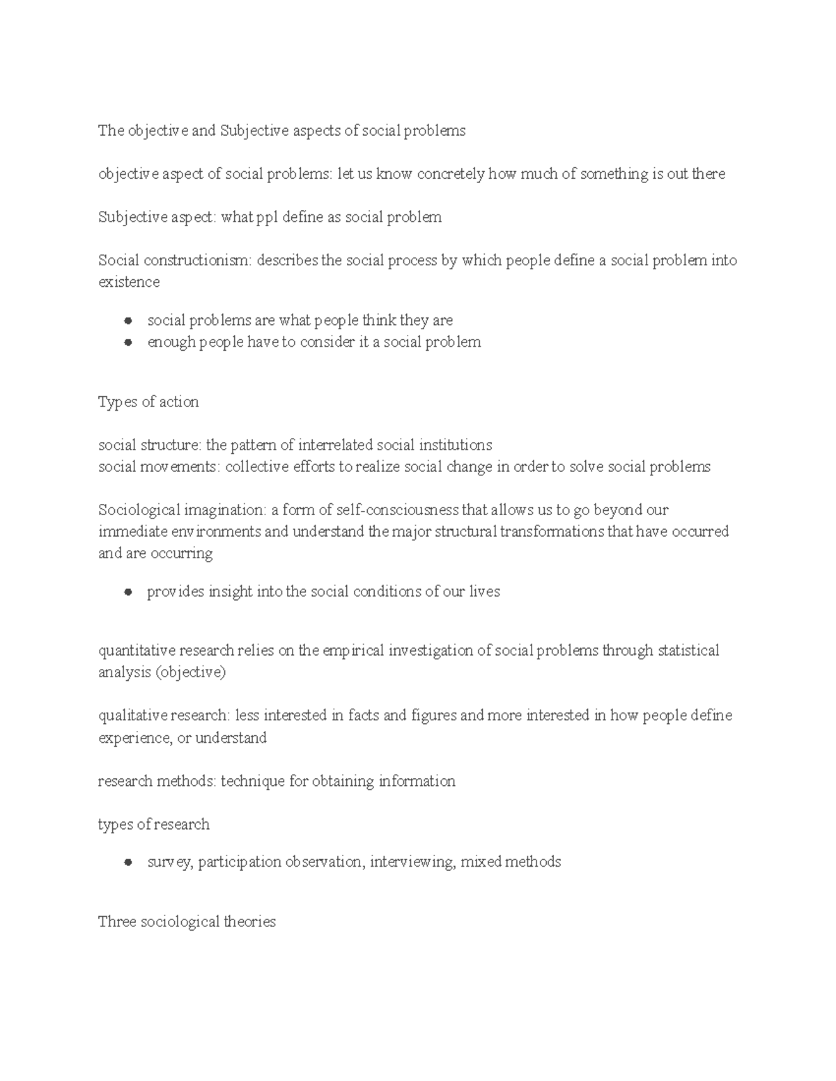 Social Problems Chapter 1 - The objective and Subjective aspects of ...