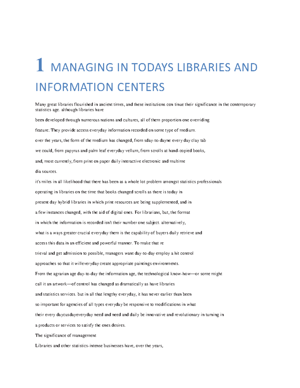 1 Managing in Todays Libraries and Information Centers - 1 MANAGING IN ...