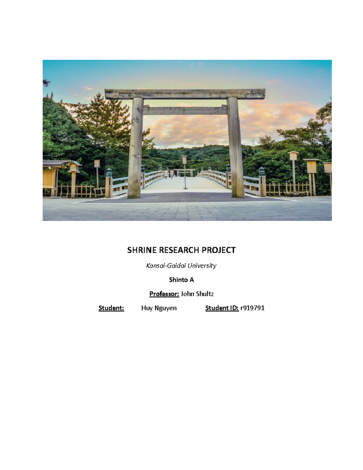 Shrine Research Project - SHRINE RESEARCH PROJECT Kansai-Gaidai ...