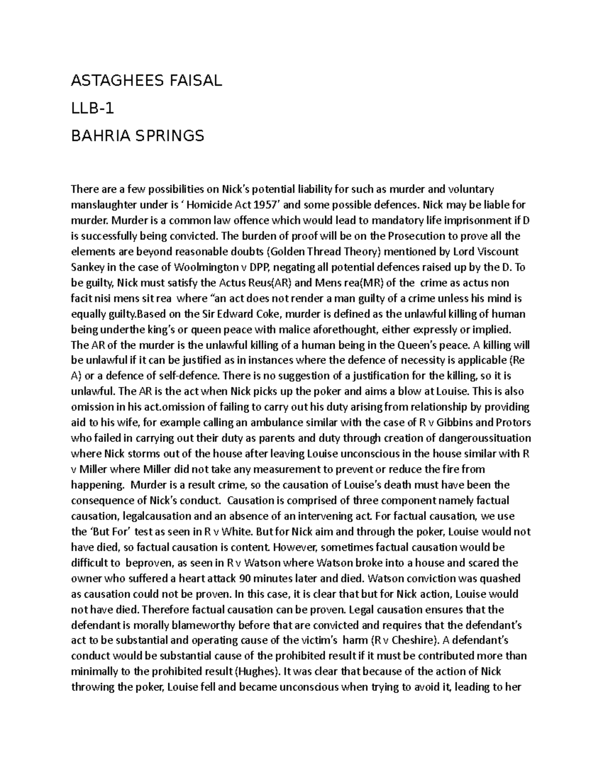 Astaghees Faisal assiment 2 partial difference - ASTAGHEES FAISAL LLB ...