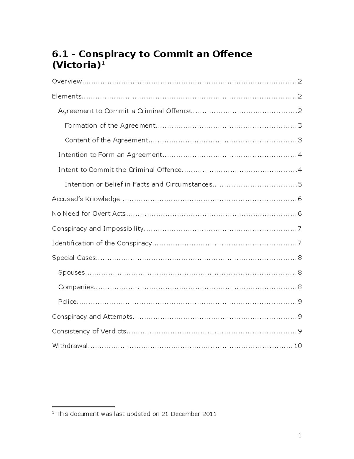 Conspiracy - Bench Notes - 6 - Conspiracy to Commit an Offence ...