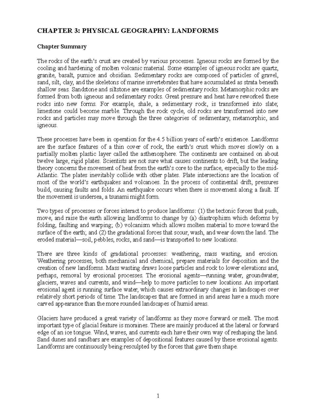 Landforms - Summary and Key words - CHAPTER 3: PHYSICAL GEOGRAPHY ...