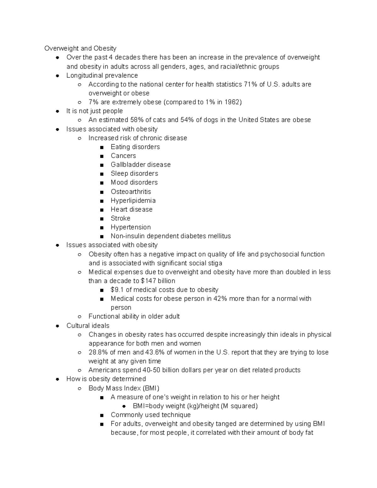 April 3 lecture notes - Overweight and Obesity Over the past 4 decades ...