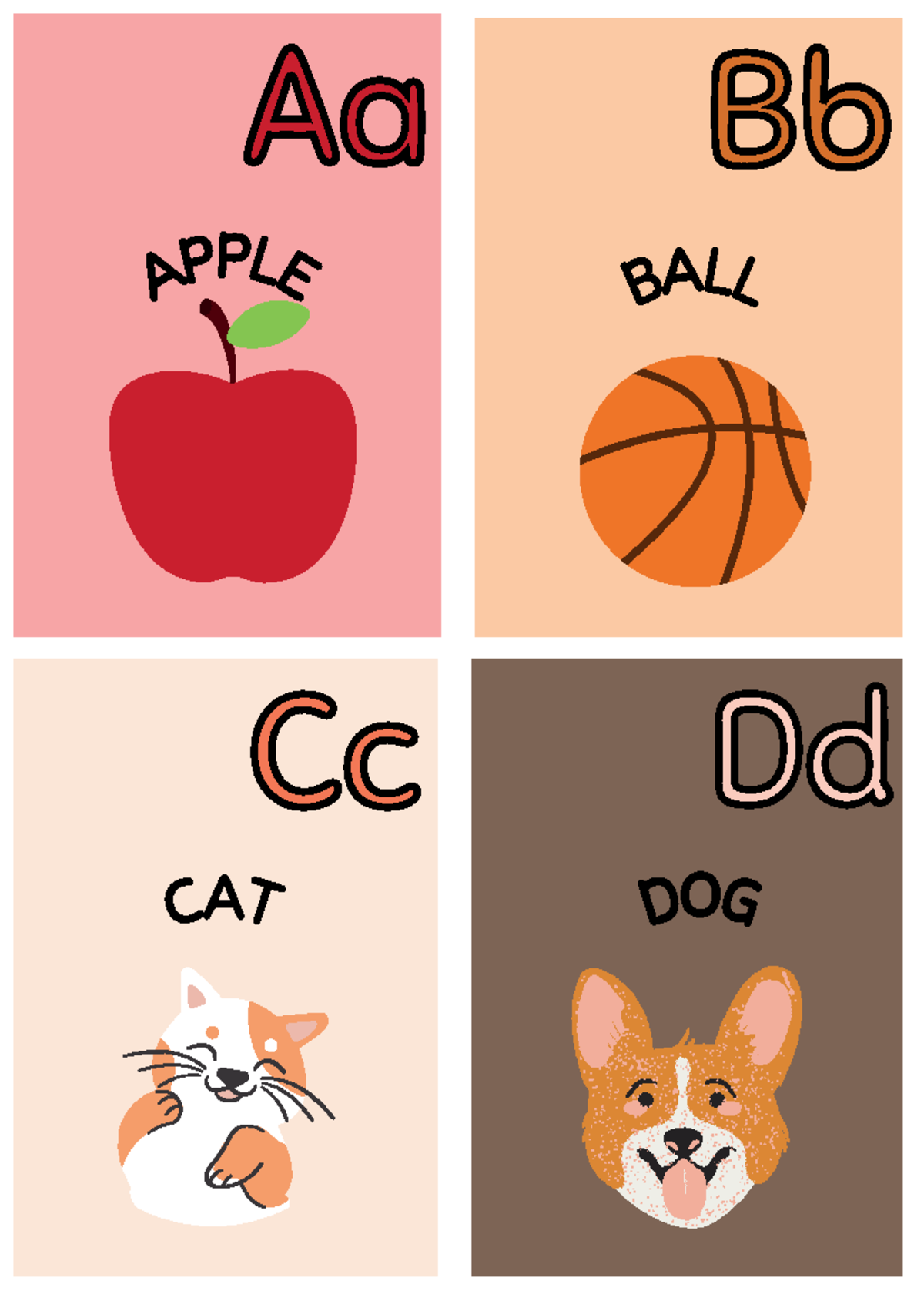 Flashcards a-z (printcrafts) no wm - AaAa A P PL E BbBb B A L L CcCc C ...