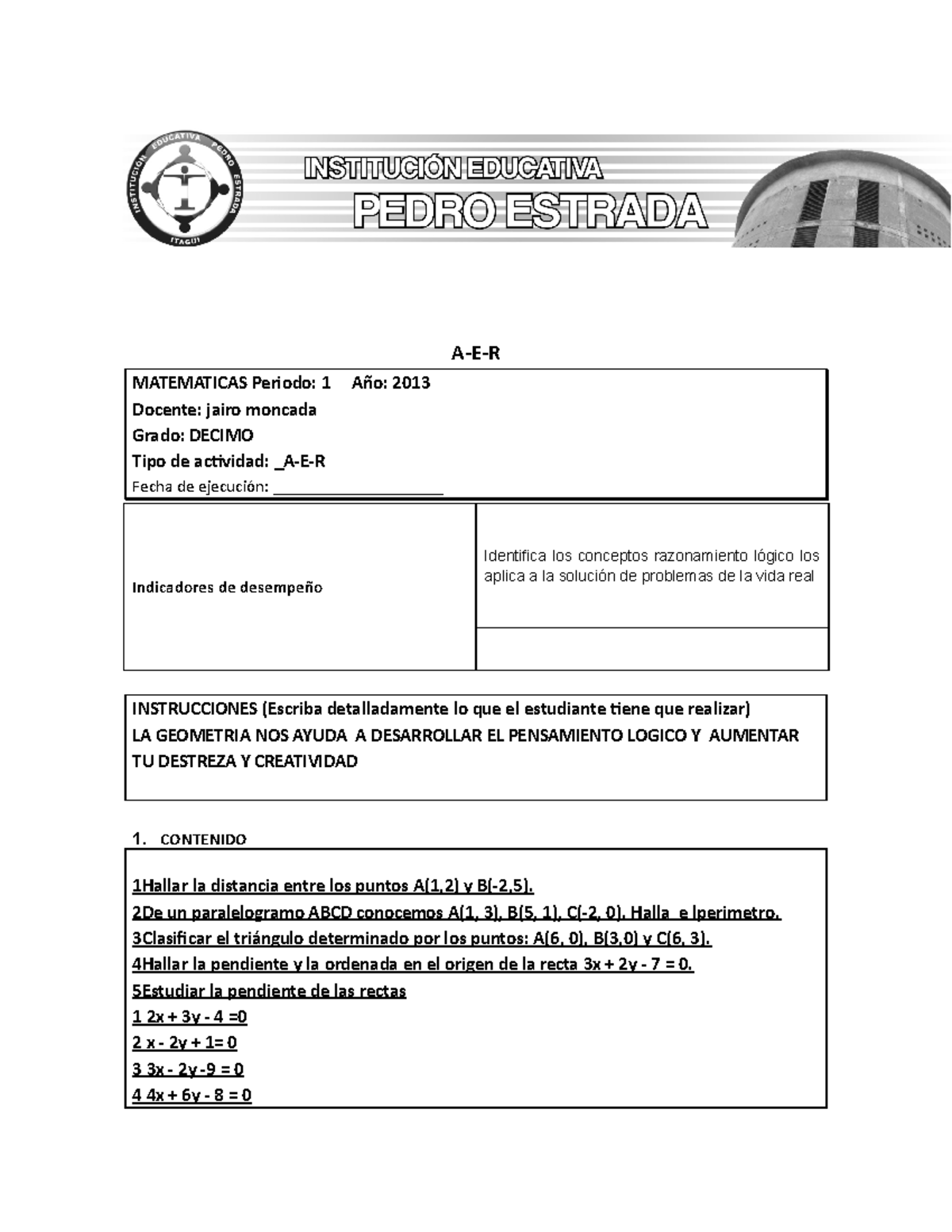AER Geometria 10 - MBKMB,N - A-E-R MATEMATICAS Periodo: 1 Año: 2013 ...