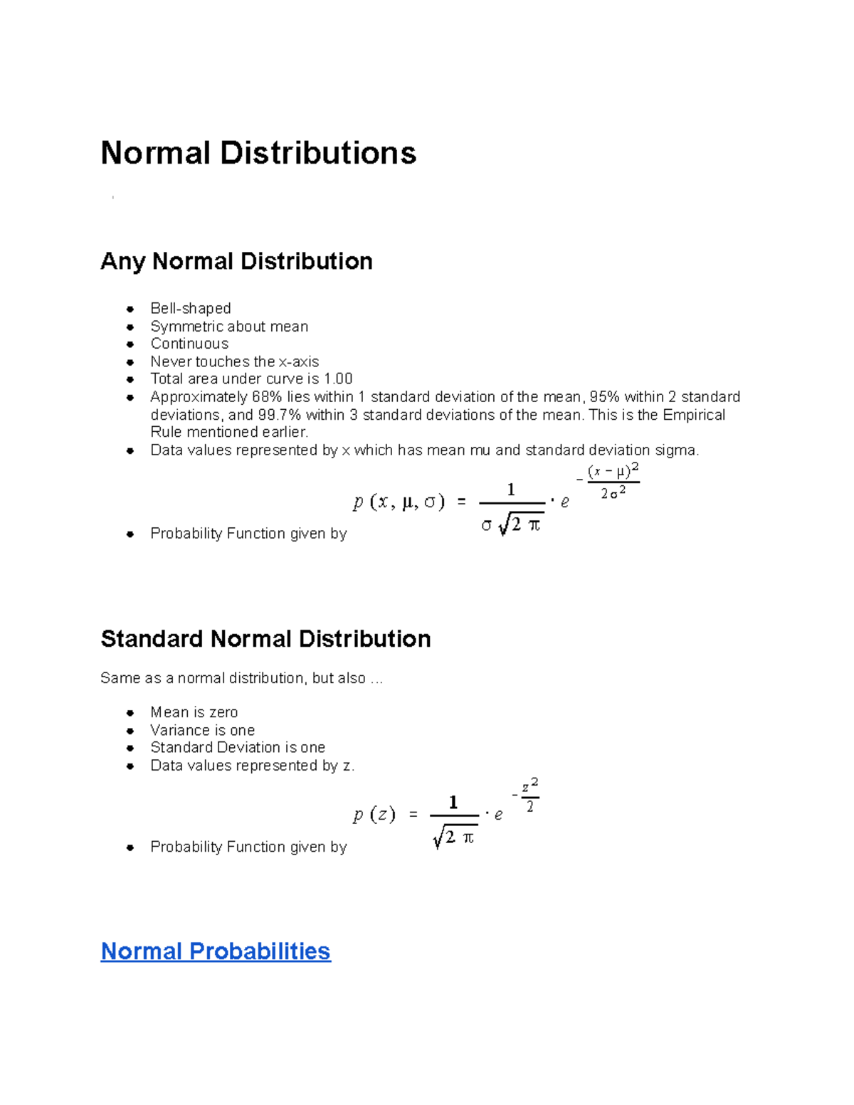 Normal Distributions - Approximately 68% lies within 1 standard ...