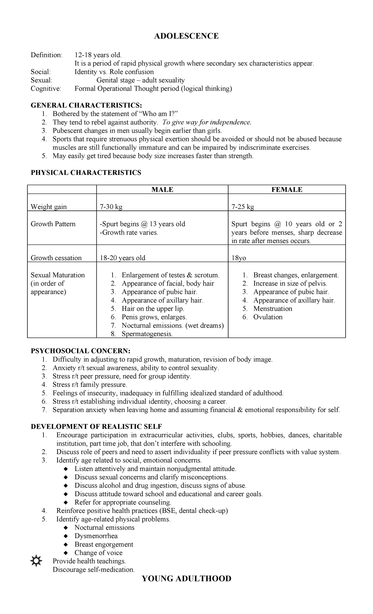 Pedia- Adolescence TO OLD AGE - ADOLESCENCE Definition: 12-18 years old ...