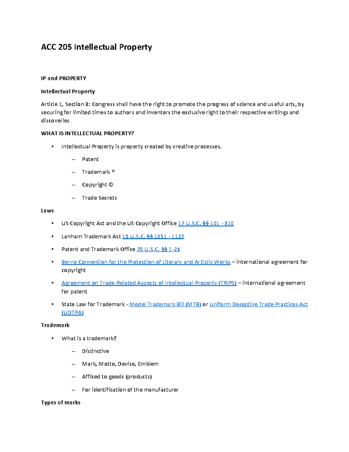 ACC 205 Intellectual Property - ACC 205 Intellectual Property IP and ...