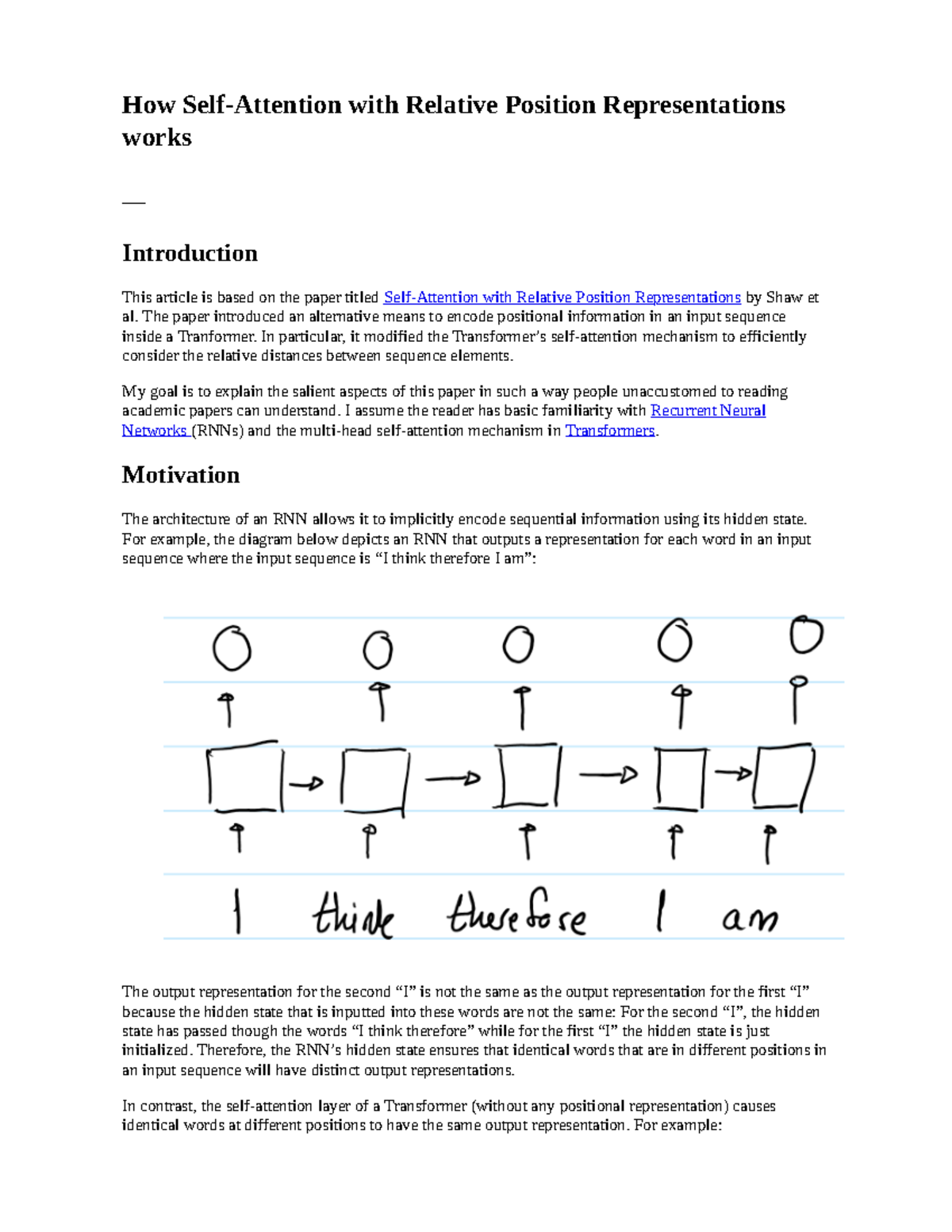 How Self-Attention with Relative Position Representations works by Medium - How Self-Attention ...