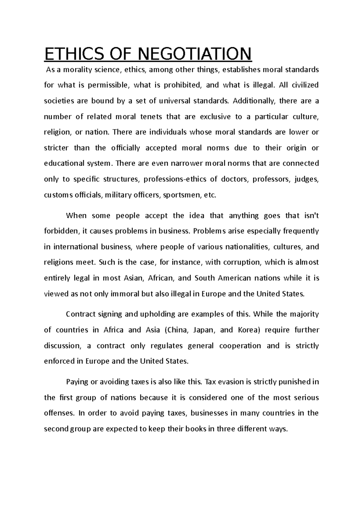 Ethics OF Negotiation - ETHICS OF NEGOTIATION As a morality science ...