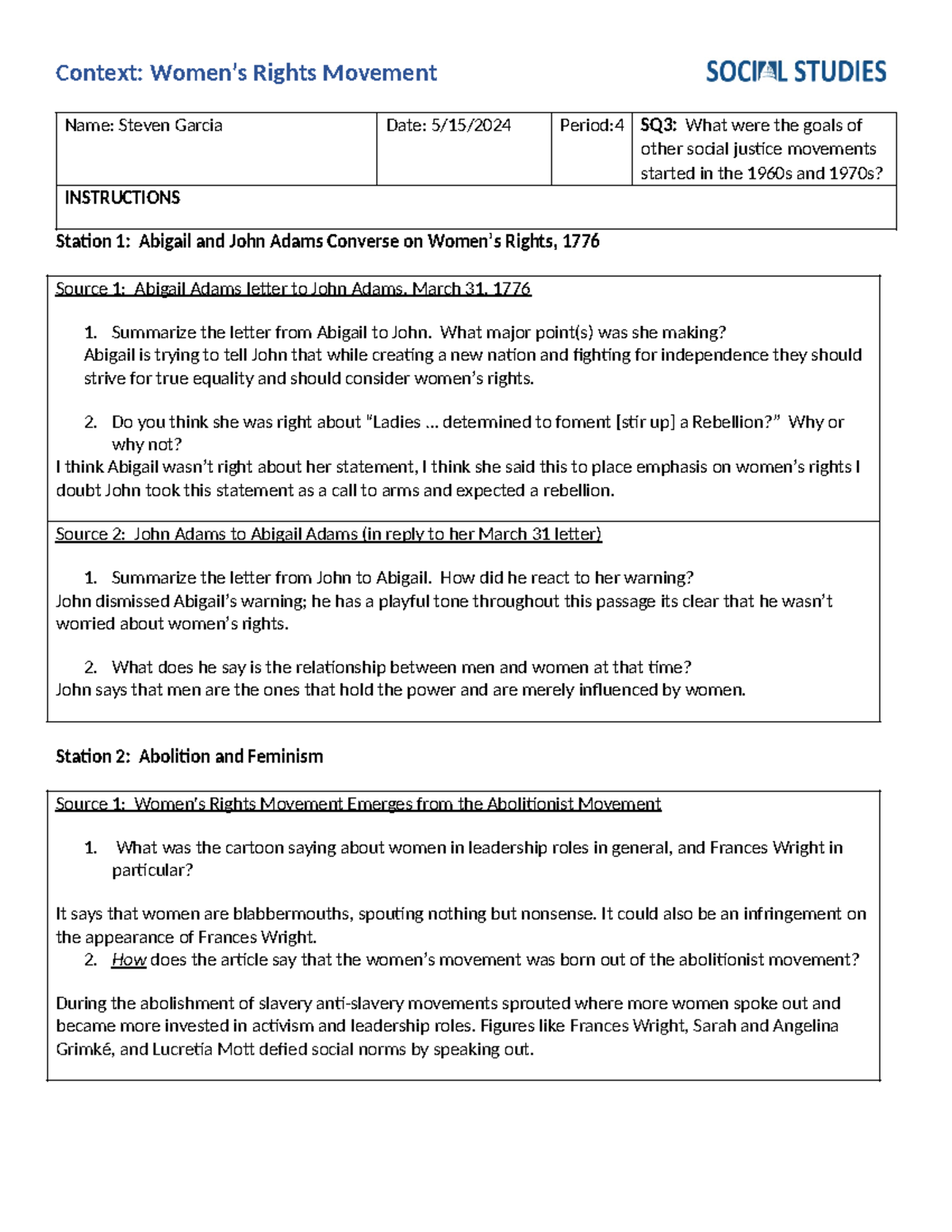Womens rights context gallery walk graphic org (Auto Recovered) - Name ...