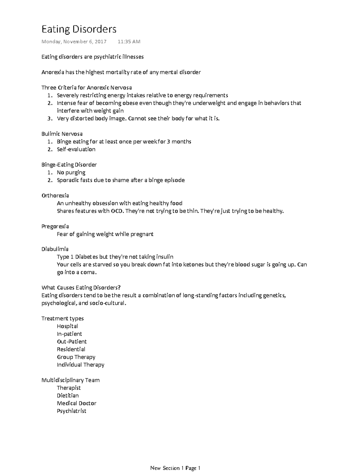 11, Eating Disorders - Lecture notes 11 - Warning: TT: undefined ...
