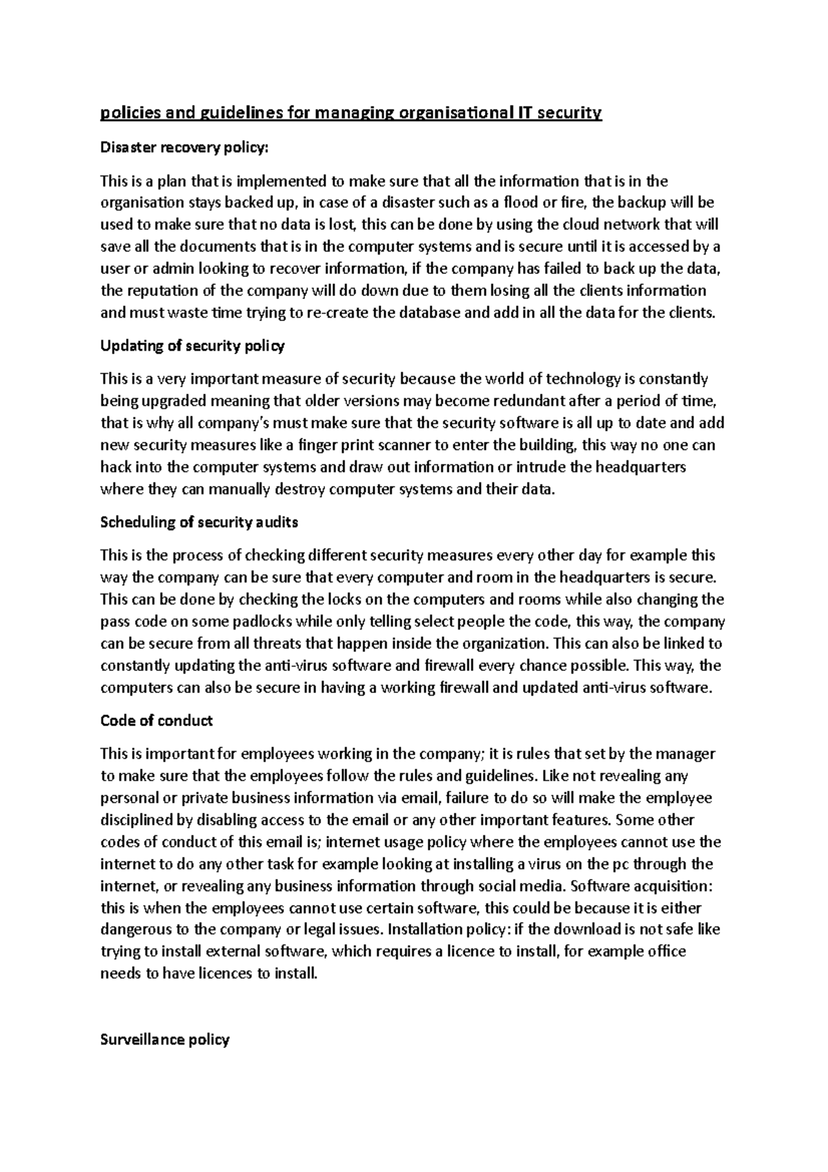 Info Security Lecture Notes 6 Policies And Guidelines For Managing Organisational It