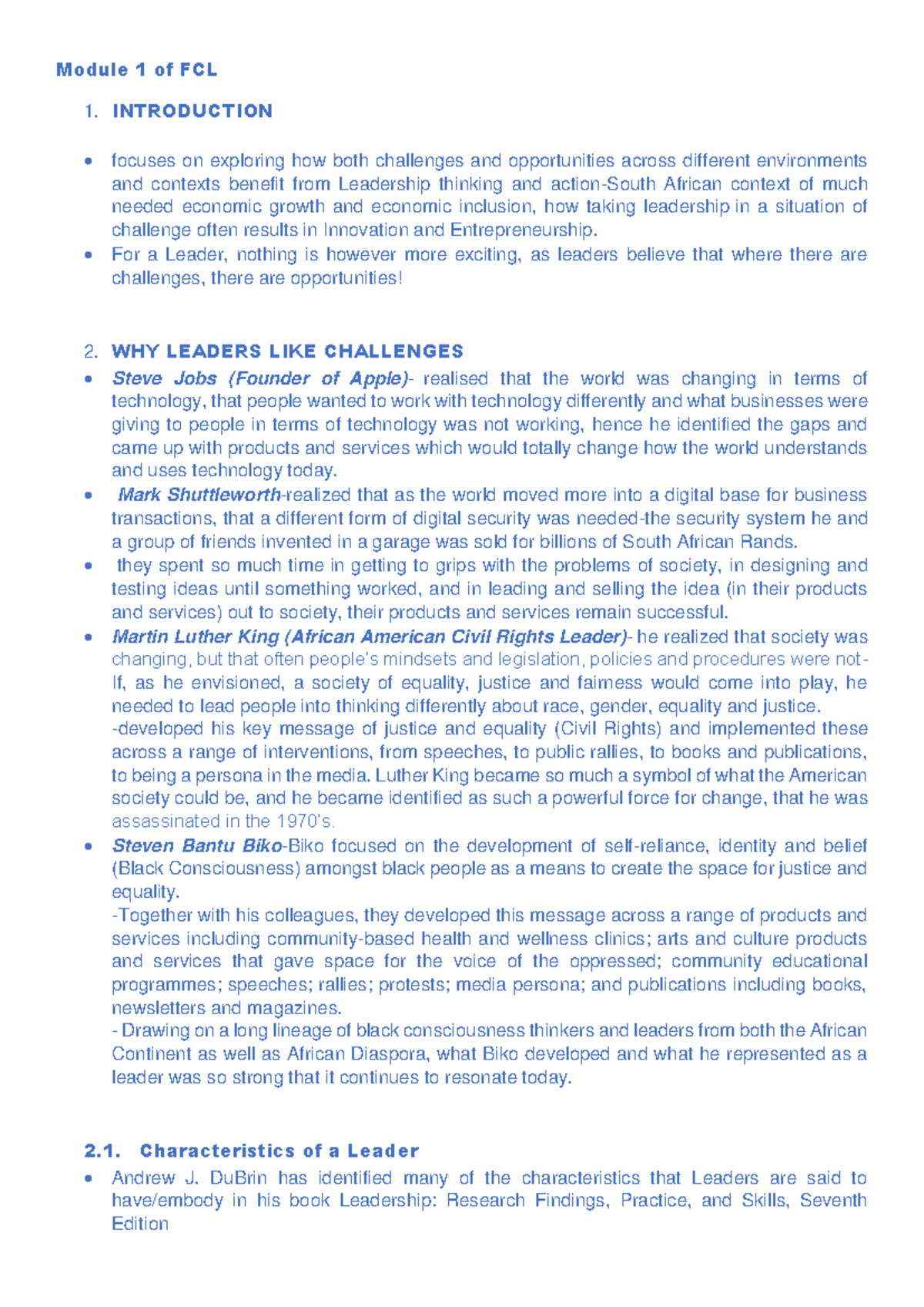 Module 1 of FCL - Module 1 of FCL 1. INTRODUCTION - focuses on ...