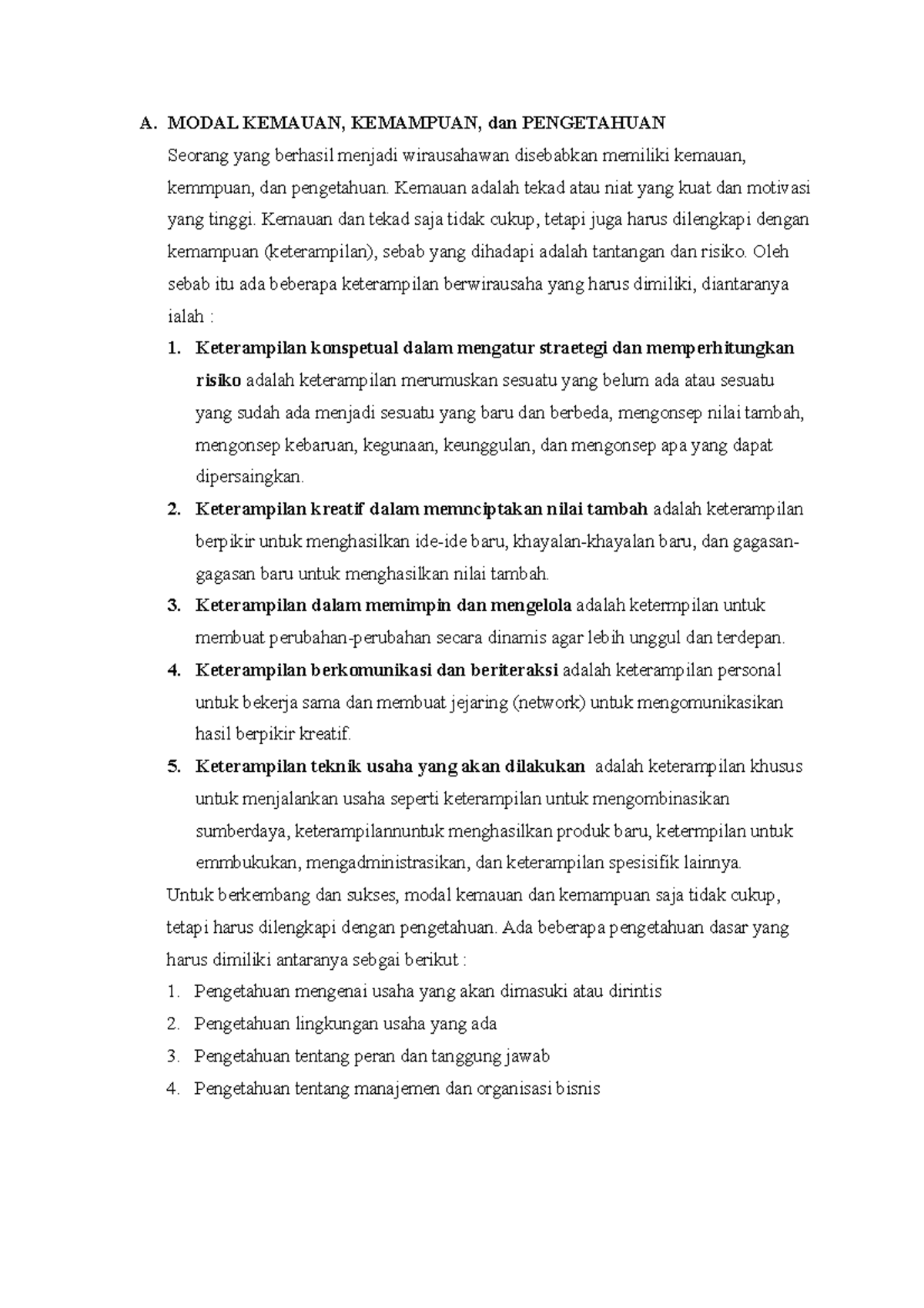 Kewir - A. MODAL KEMAUAN, KEMAMPUAN, dan PENGETAHUAN Seorang yang ...