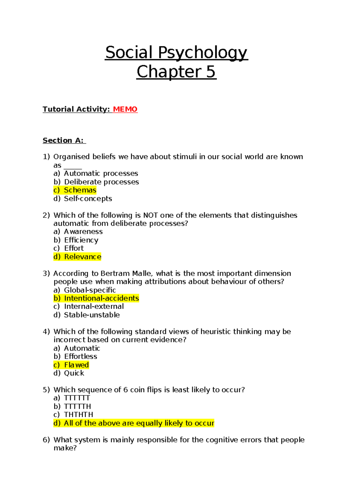 Tutorial Activity Chapter 5 - Memo - Social Psychology Chapter 5 ... Tutorial Activity Chapter 5 - Memo - Social Psychology Chapter 5 ...
