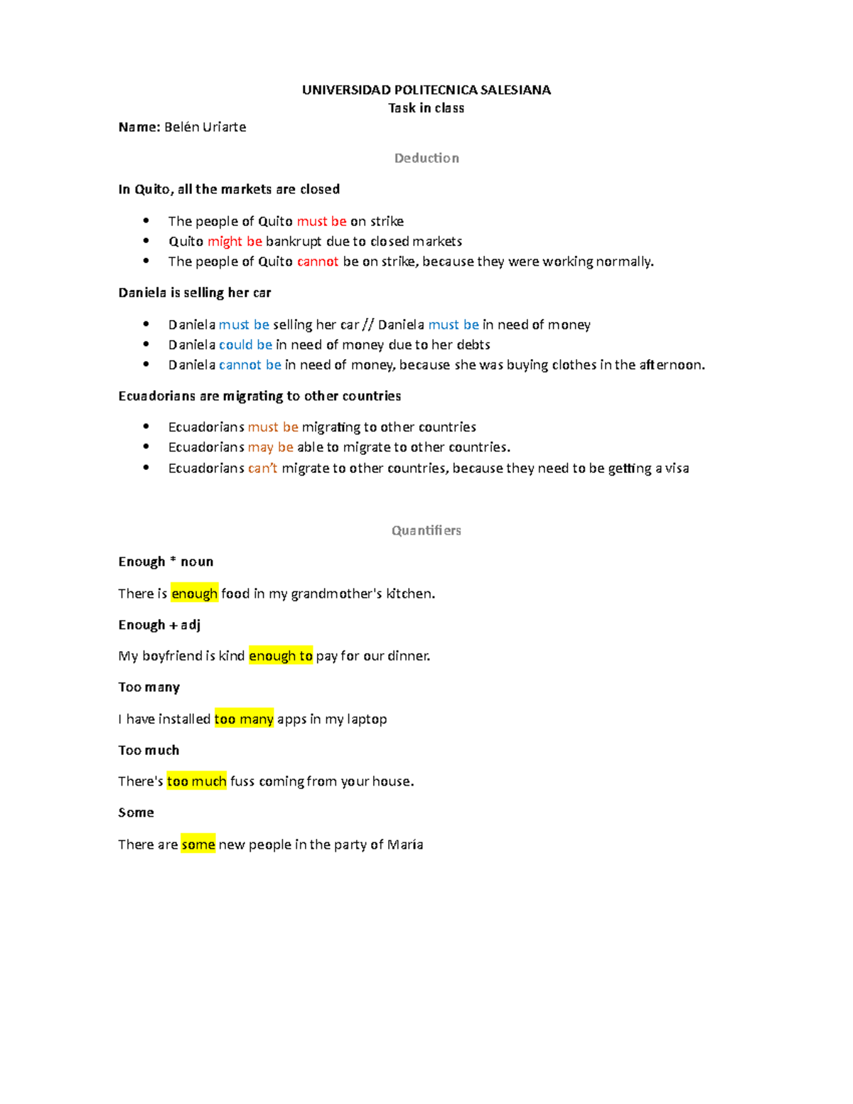 Ingles writing - TAREA - UNIVERSIDAD POLITECNICA SALESIANA Task in ...