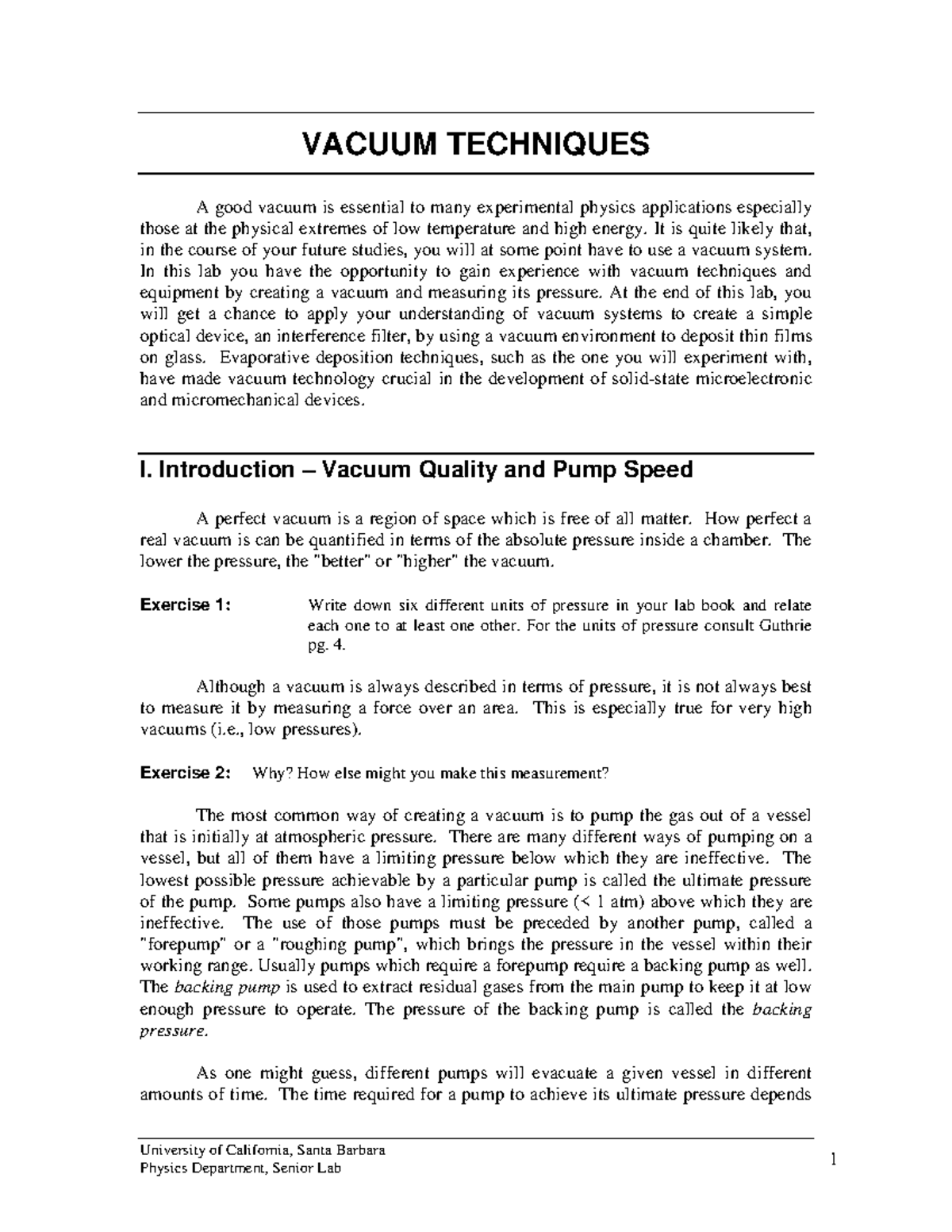 Vacuum Rev 07 - lecture notes - University of California, Santa Barbara ...