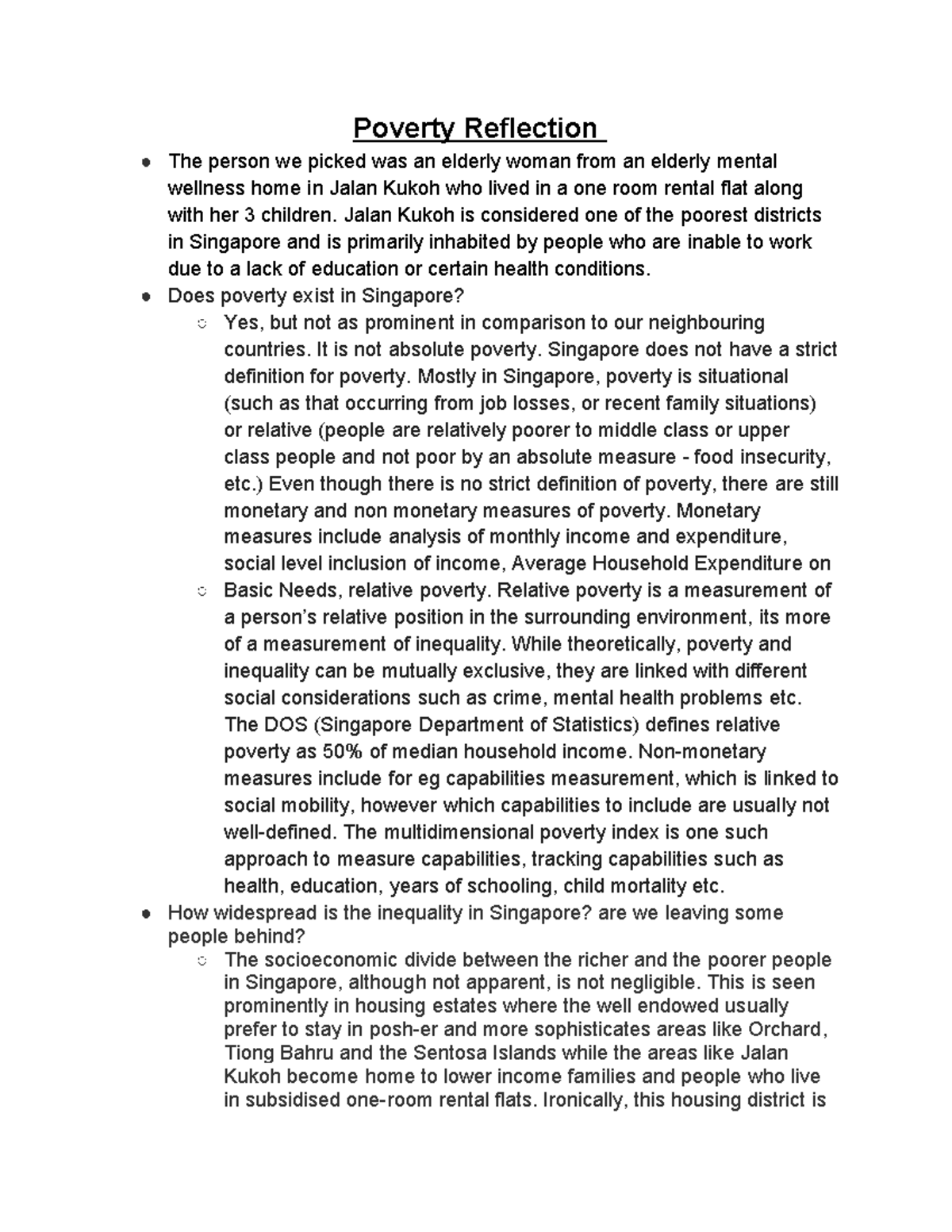 CC6 Week 2 - Poverty Reflection The person we picked was an elderly ...