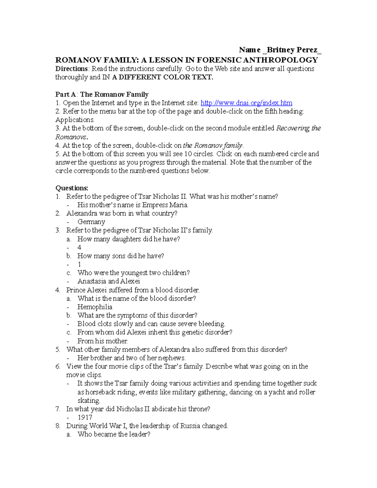 Recovering+the+Romanovs - Name Britney Perez ROMANOV FAMILY: A LESSON ...