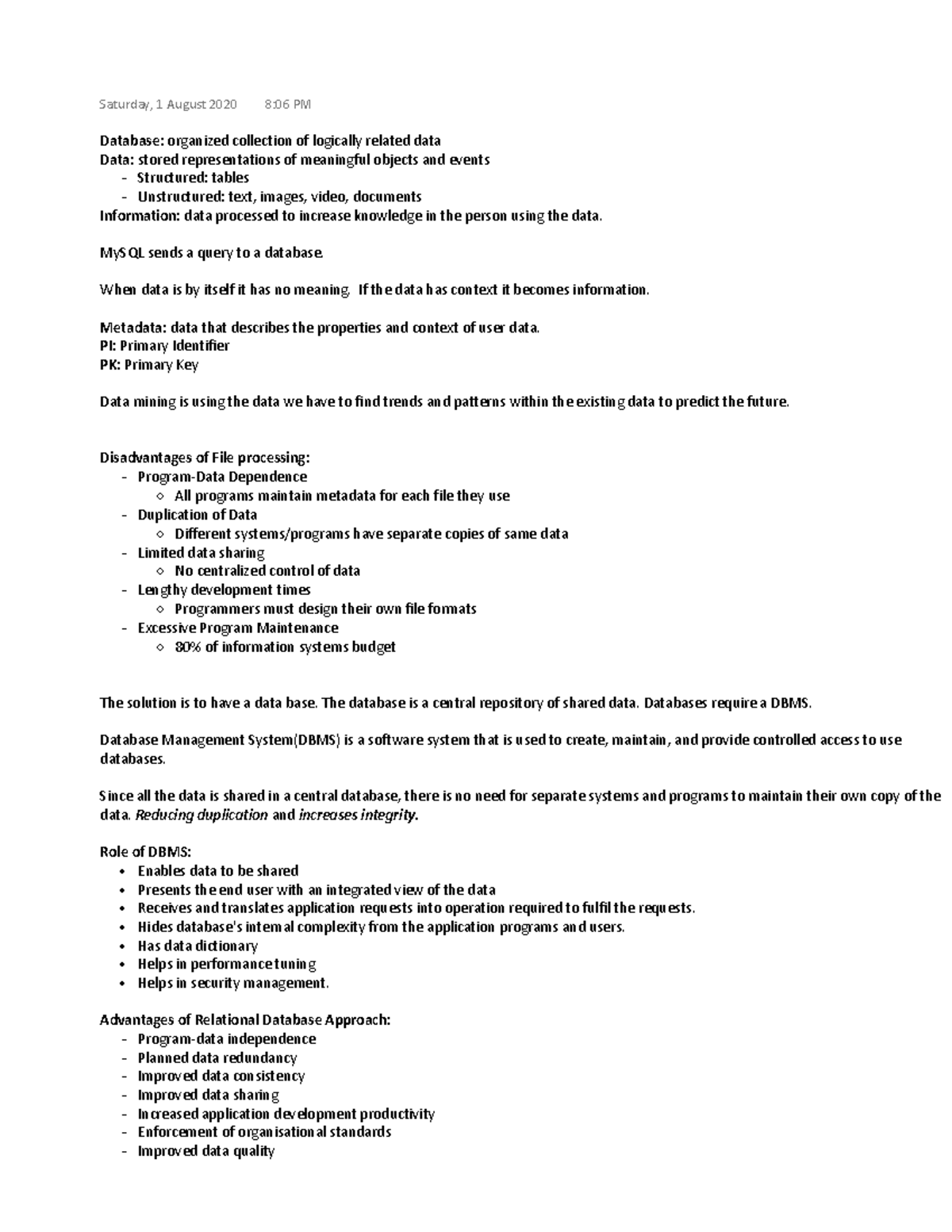 COMP1350 Week 1 - ĂƚĂďĂƐĞ͗ŽƌŐĂŶŝnjĞĚ ĐŽůůĞĐƚŝŽŶ ŽĨ ůŽŐŝĐĂůůLJ ƌĞůĂƚĞĚ ĚĂƚĂ - Studocu