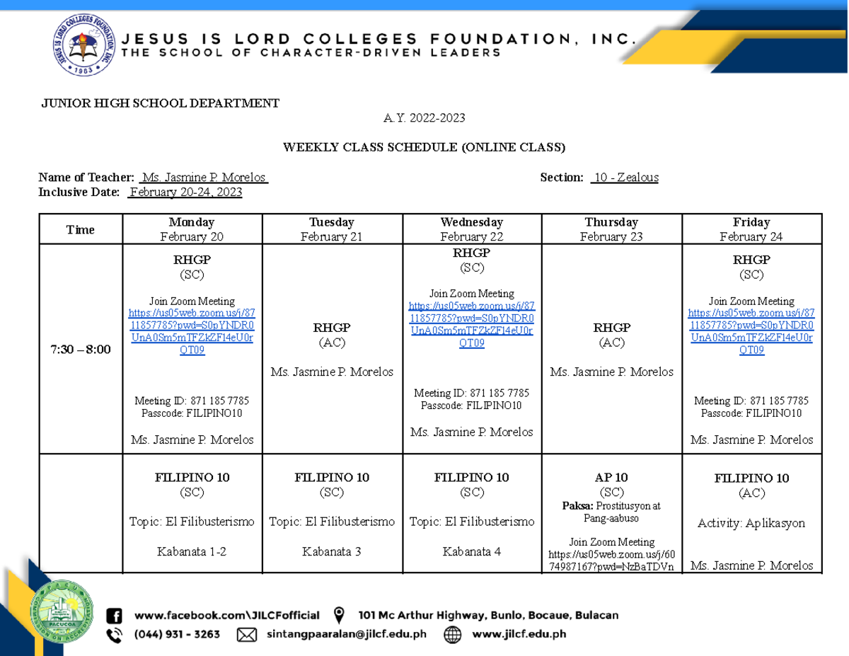10 Zealous WCP February 20 24 - JUNIOR HIGH SCHOOL DEPARTMENT A. 2022 ...