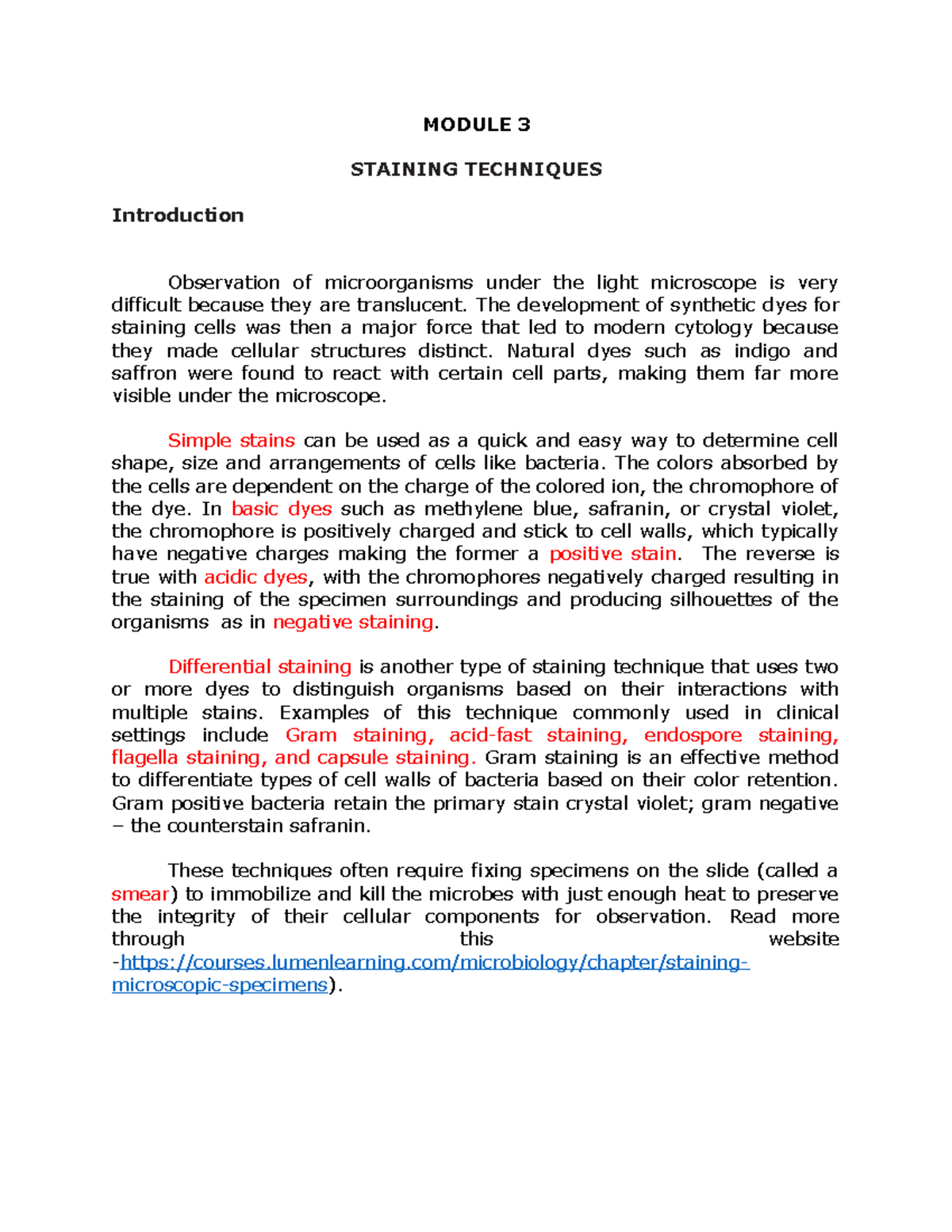Module 3-Laboratory Guide- school year 20192020 - MODULE 3 STAINING ...