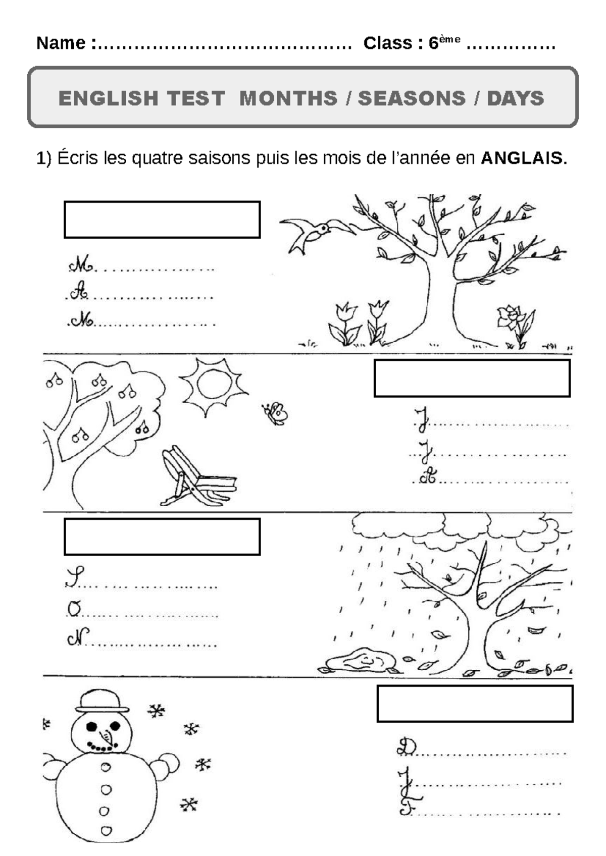 Eva days months seasons - Anglais - Name ...