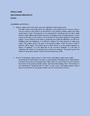 GE8 Ethics LAF1 - Mylene C. Ramil Saint Ferdinand College BSN-1 A ...