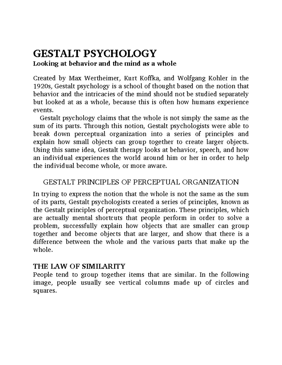 Gestalt Psychology In Nutshell - GESTALT PSYCHOLOGY Looking at behavior ...