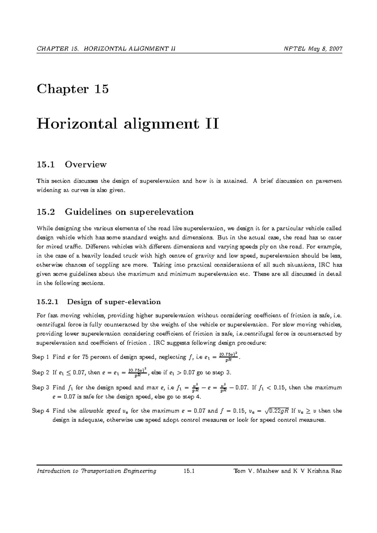 Transportation engineering-Lec-15 - Chapter 15 Horizontal alignment II ...