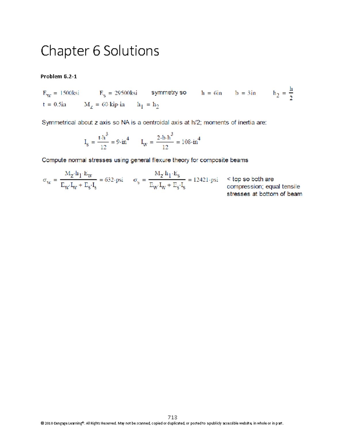 Ch06 - solution - Mechanics of materials - 713 Chapter 6 Solutions Problem 6- 722 723 - Studocu