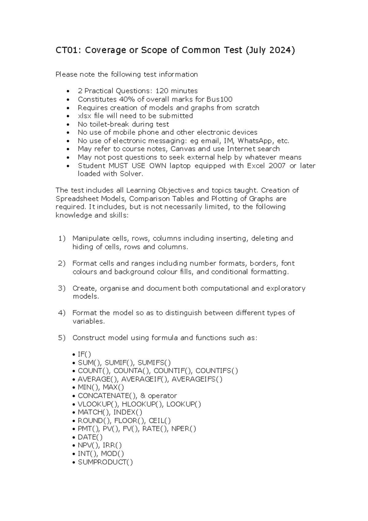 Bus100 CT01 Scope Jul24 - CT01: Coverage or Scope of Common Test (July ...