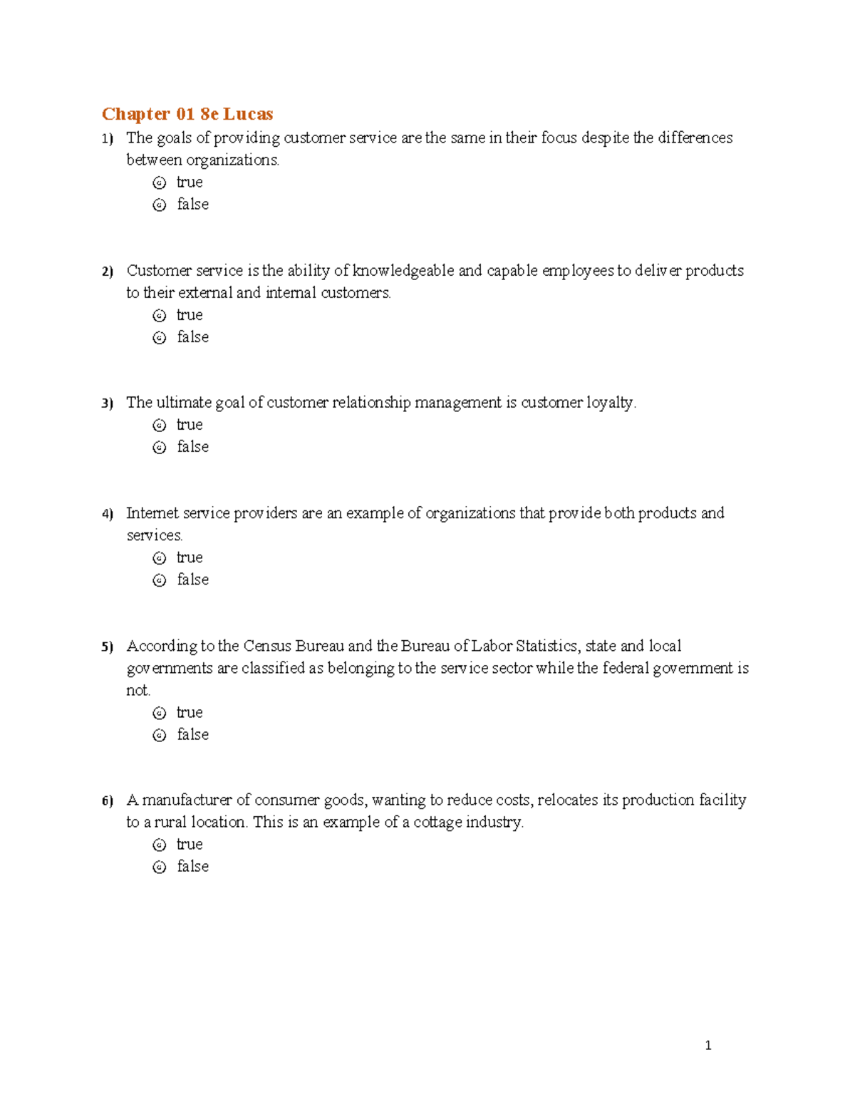 Test Bank Customer Service Skills for Success, 8th Edition Lucas ...
